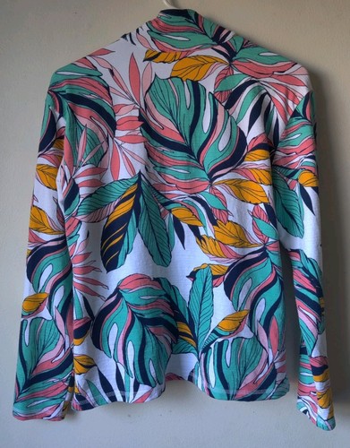 T By Talbots Women's UPF 50+ Sun Protection Leaf Print Shirt Size Small ...