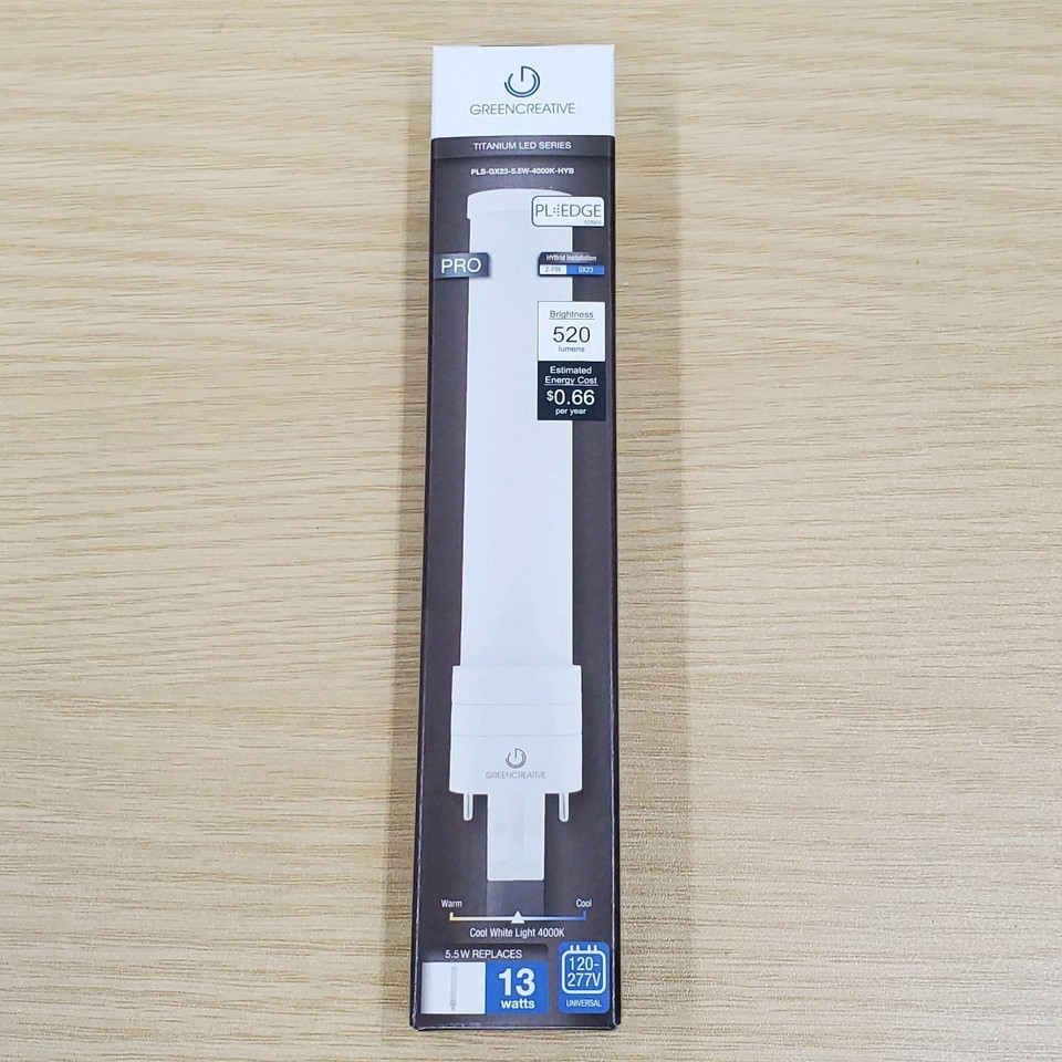 (6) Green Creative 57823 LED Bulb 2 Pin PLS GX23 5.5W Cool White 4000k ...