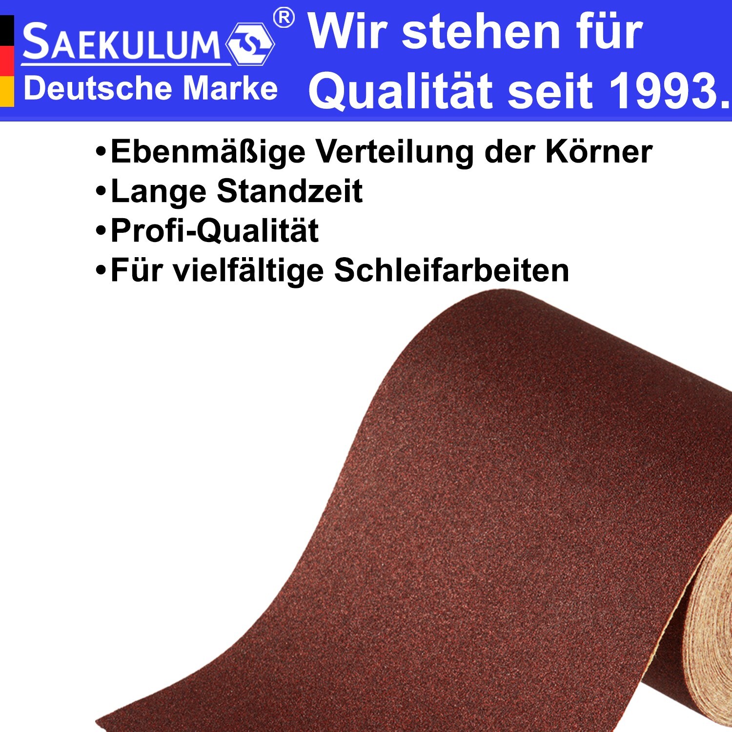 Schleifrolle 4x Schleifpapier Rolle Sandpapier P120, 115mmx40m ...