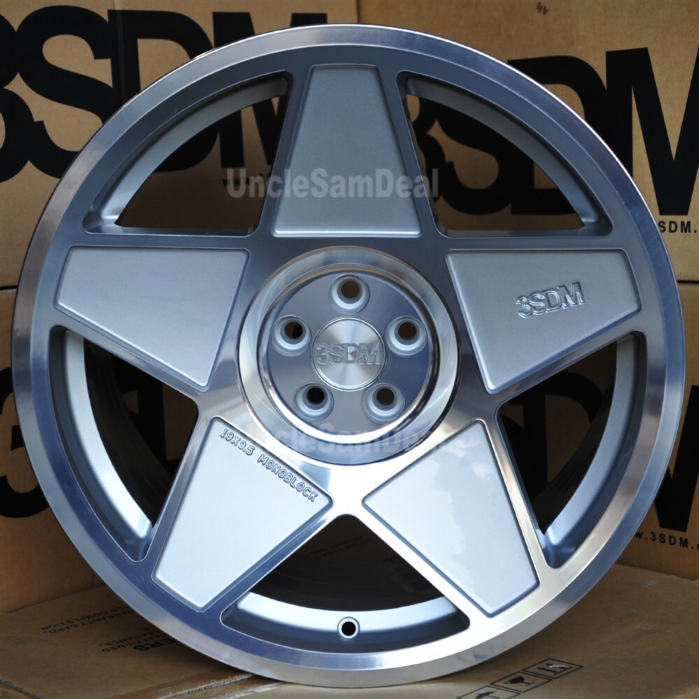 18" 18x8.5 5x100 ET35 3SDM 0.05 MACHINE SILVER CUT 5 SPOKE STAR SPORT ...