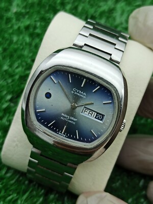 ORIGINAL CYMA By SYNCHRON NAVYSTAR TV WATCH AUTOMATIC BLUE MEN VINTAGE ...