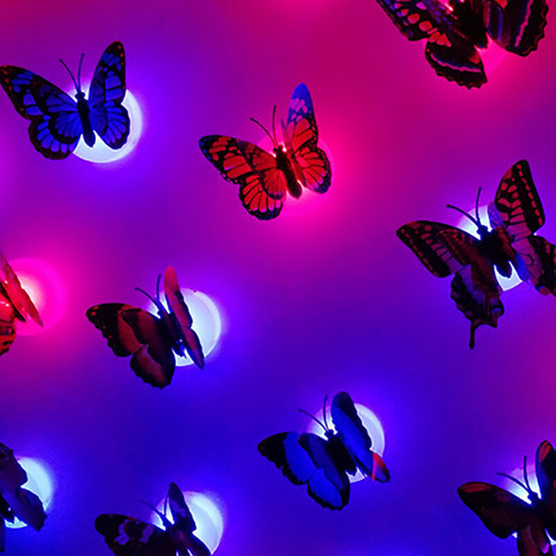 4x Butterfly LED Night Light Glowing Stickable Atmosphere Wall Lights ...
