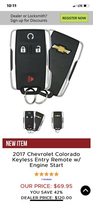 1 Key Phobe For A 2017 Chevy Colorado | eBay