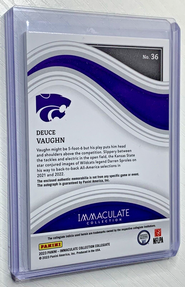 2023 Panini Immaculate Deuce Vaughn Rookie Patch Auto /99 Wildcats ...