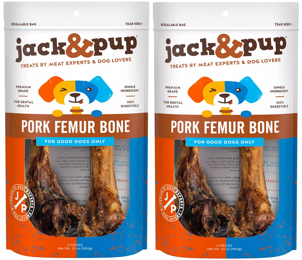 (Pack of 2) Jack & Pup 8 inch Pig Femur Bone - 2pk - Total of 4 Bones ...