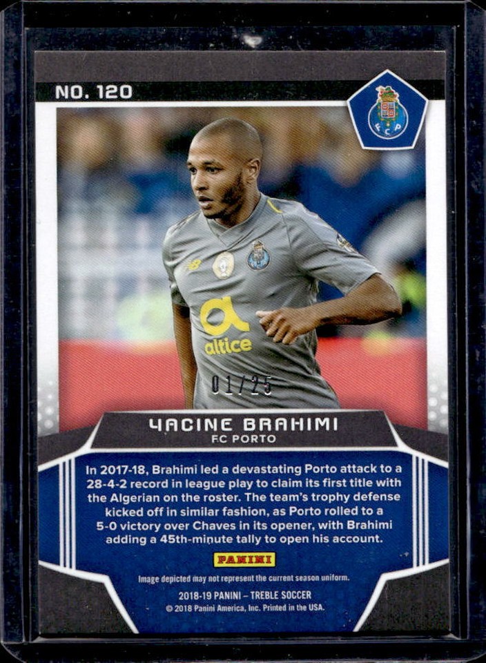 2018-19 Panini Treble Soccer Yacine Brahimi Gold Parallel #01/25 Porto ...