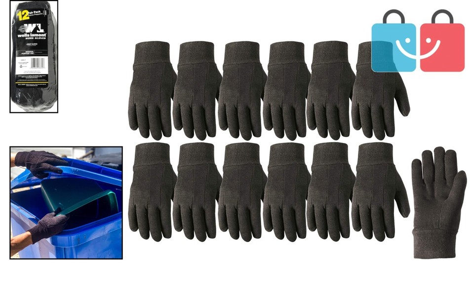 Stretchable Jersey Work Gloves in Black | 12-Pair Value Pack for ...