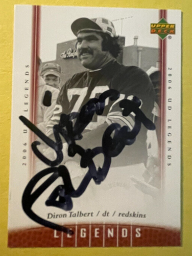 SIGNED 2006 DIRON TALBERT UPPER DECK LEGENDS CARD AUTOGRAPH - REDSKINS ...