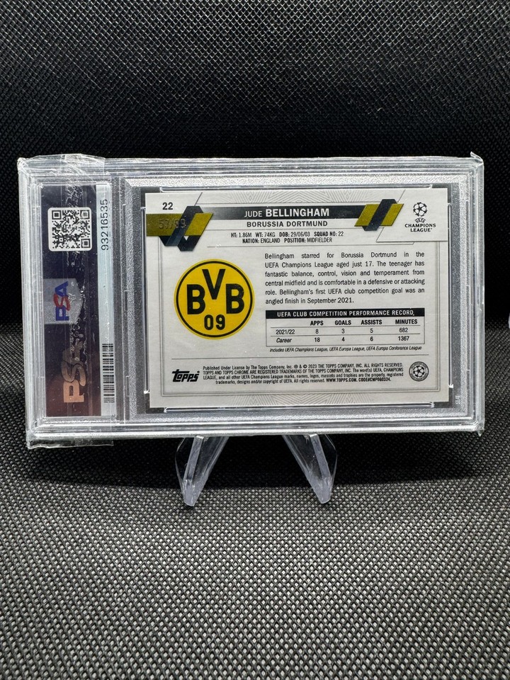 Jude Bellingham Yellow 57/99 PSA10 - Topps Chrome UCC Sapphire 2022-23 ...
