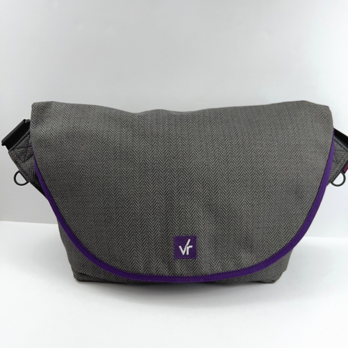 RICKSHAW BAGWORKS Medium Zero Messenger Bag Gray Tweed Purple Trim USA ...