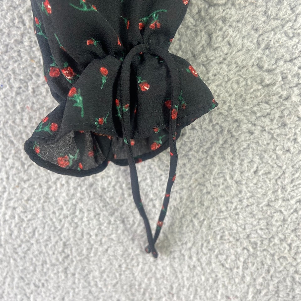 NWT Francesca's Mi Ami Long Sleeve Black Roses Semi Shear Crop Top Size ...