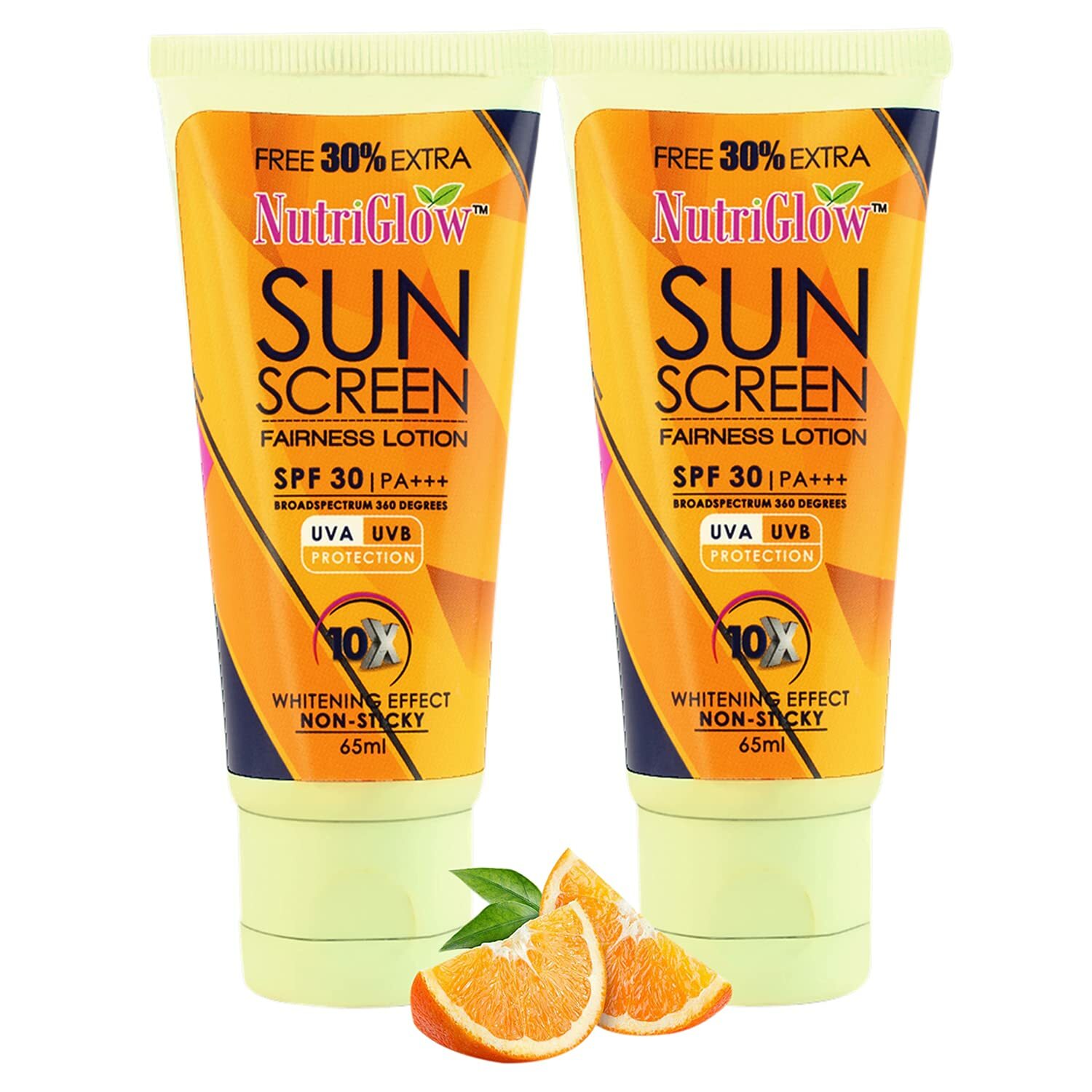 NutriGlow Sun Screen Fairness Lotion SPF 30 For Glowing Skin 65ml (Pack ...