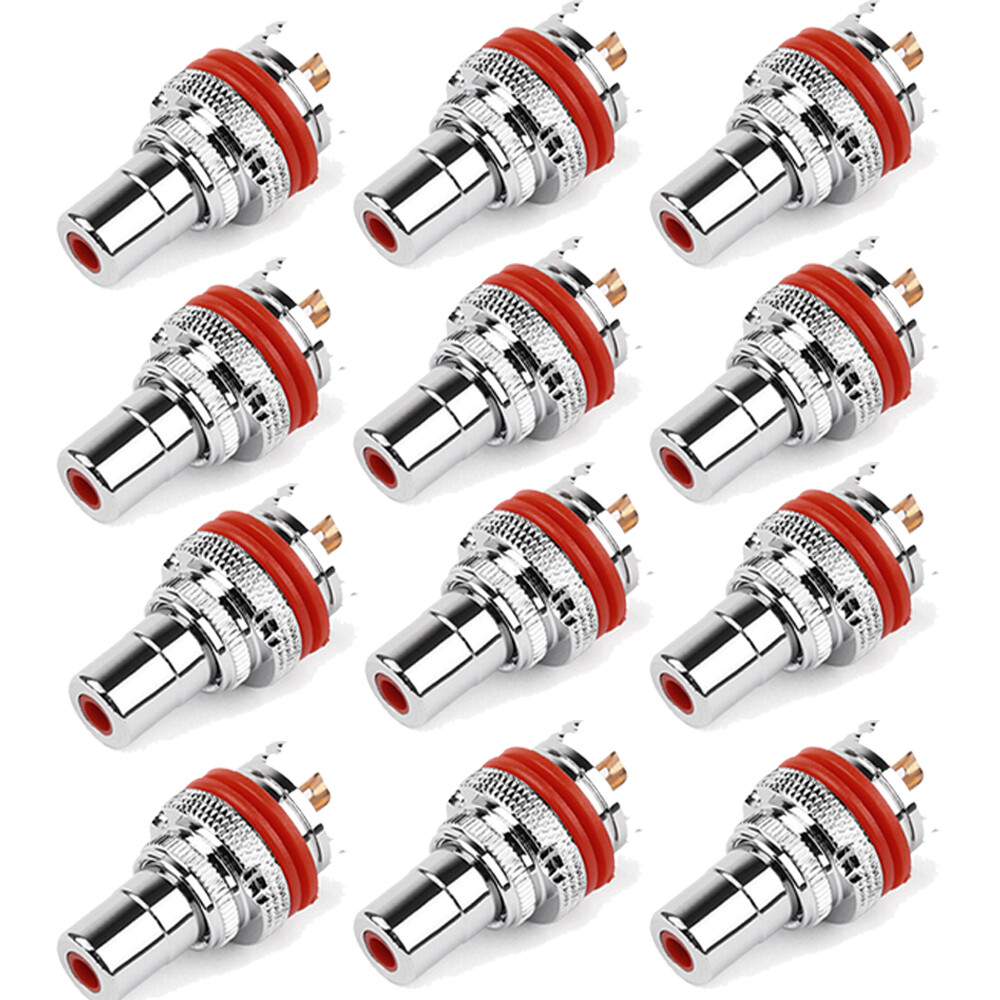 12PCS Rhodium RCA Female Socket Chassis Connector Phono Copper Jack Amp ...