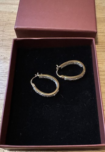 Barzel 18K Gold Plated Hoop Crystal Earrings | eBay