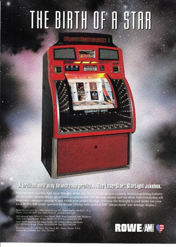 Rowe 1997 LaserStar Starlight CD-100G juke box jukebox Flyer Brochure ...