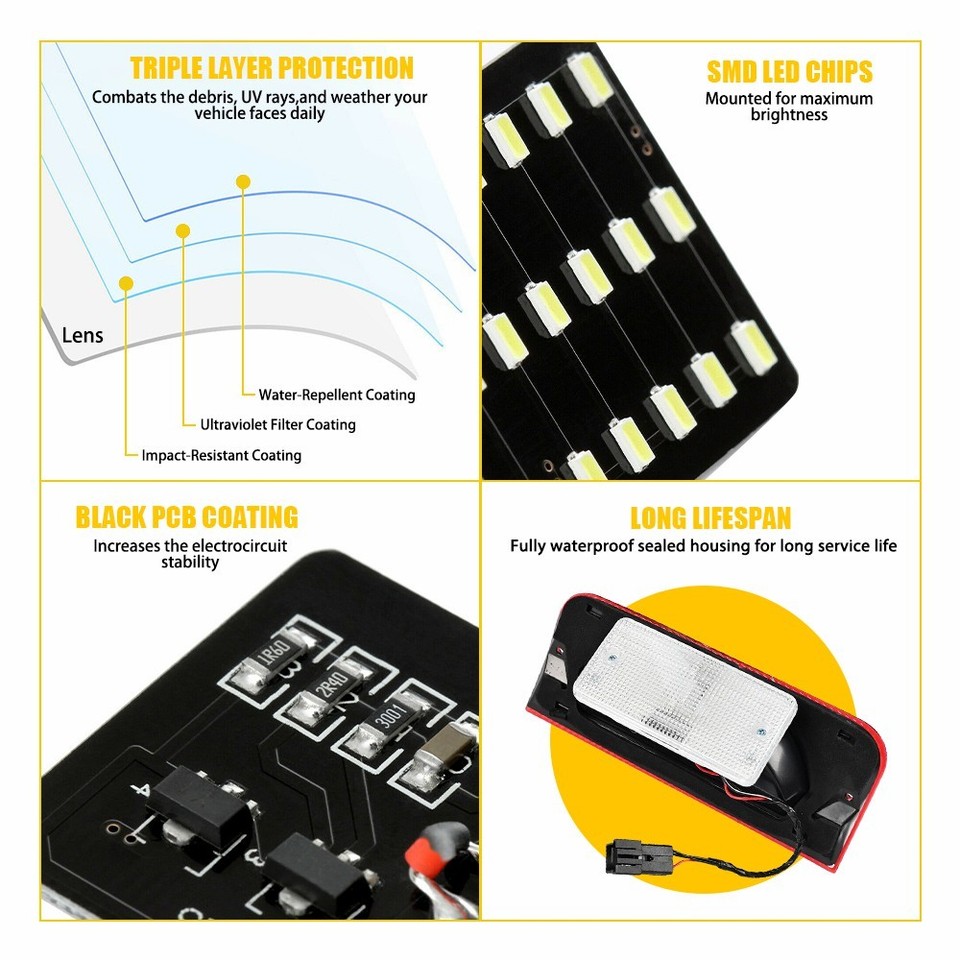 Rear Roof Mounted Third Brake Light Assembly For Ford E-150 E-250 E350 ...