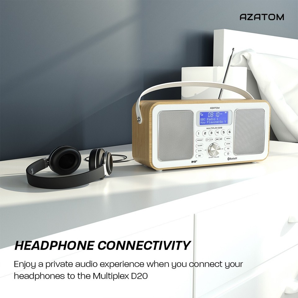 Azatom DAB DAB+ FM Radio Clock Speaker Portable Alarm Bluetooth ...
