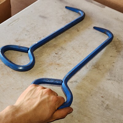 Pair of Heavy Duty Cast Iron/Metal Hay Hooks Bale Farm Tool ( 15" Hand ...