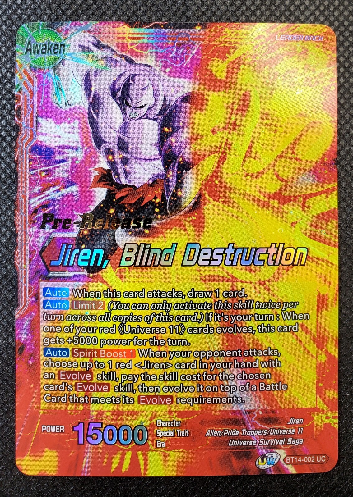 BT14-002 PRE-RELEASE Leader - Jiren, Blind Destruction | eBay