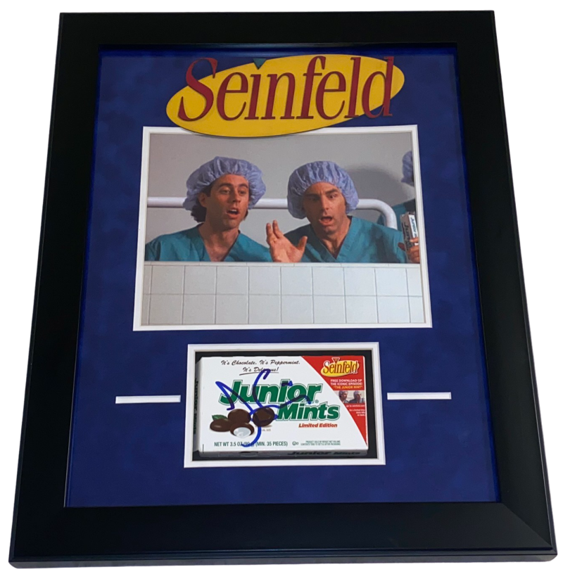 JERRY SEINFELD SIGNED JUNIOR MINTS FRAMED DISPLAY AUTHENTIC AUTOGRAPH ...
