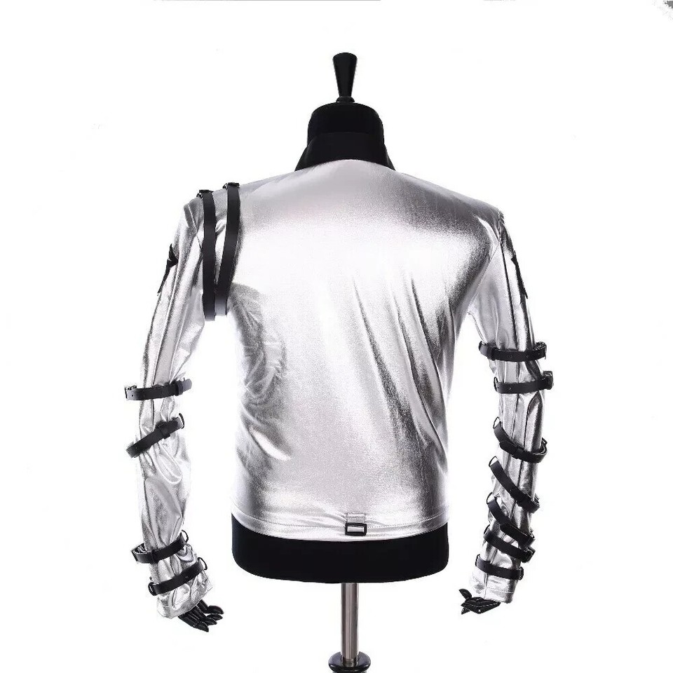 Punk MJ Michael Jackson Classic BAD tour Silver Shine Bodysuit Jacket ...