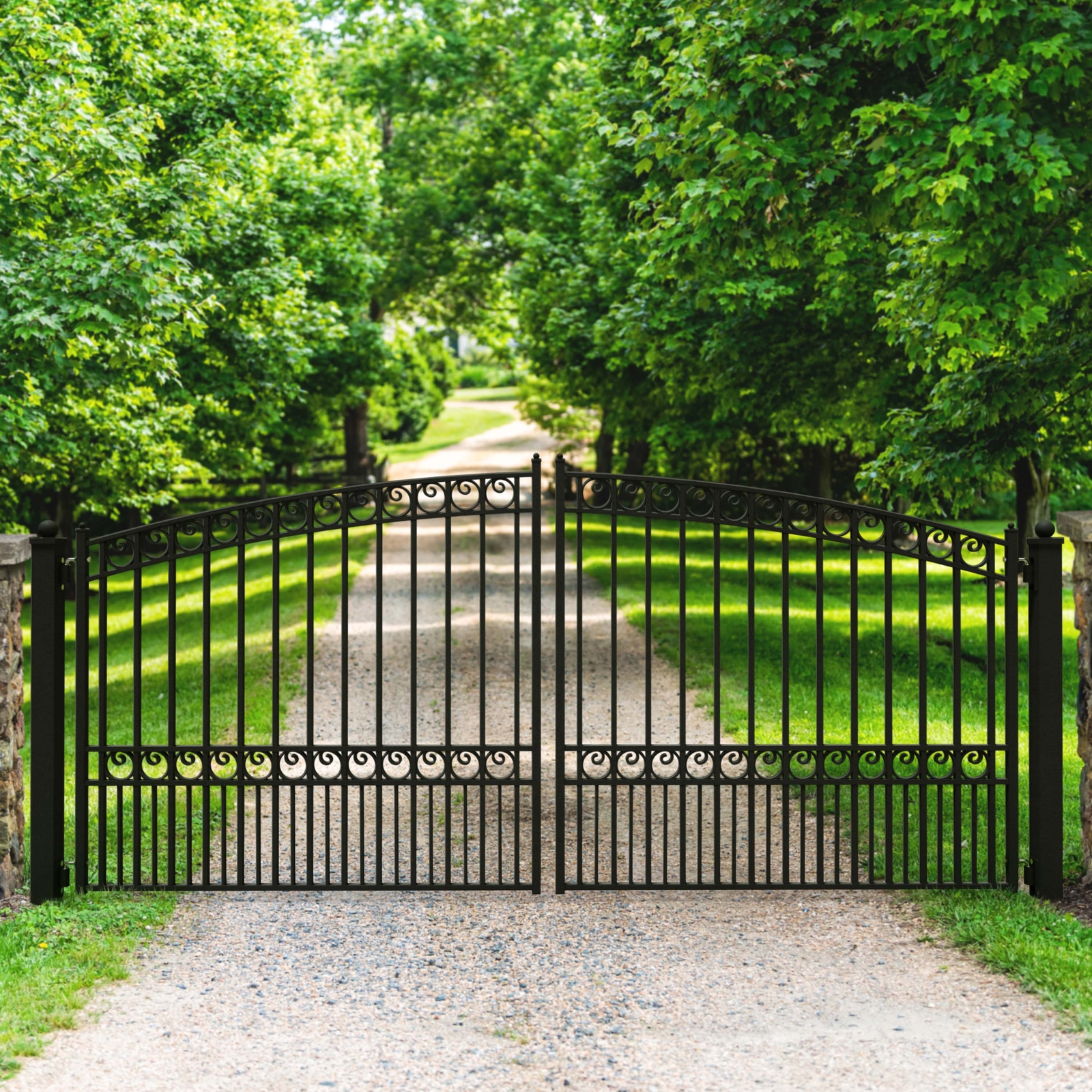 ALEKO Garden Yard Steel Dual Driveway Black Gate 16 ft x 6 ft Paris ...