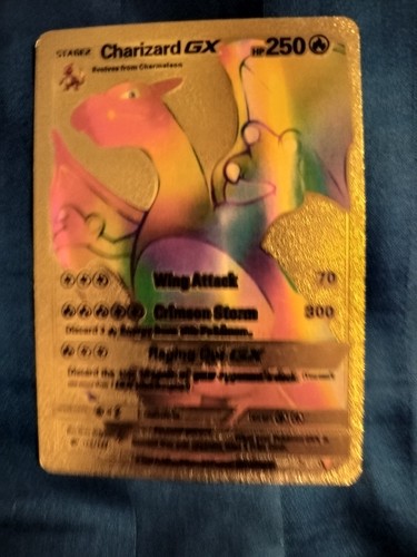 Rainbow Charizard GX Gold Metal Fan Art Pokemon Card HP250 150/147 | eBay
