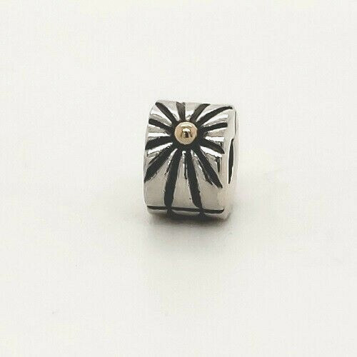 Authentic Pandora 925 14ky gold #790216 Sunburst Design clip Bead charm ...