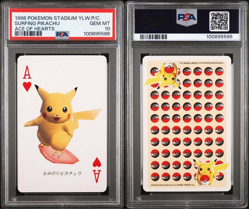 1998 Pokémon Surfing Pikachu Ace of Hearts Japan Promo Graded PSA 10 ...