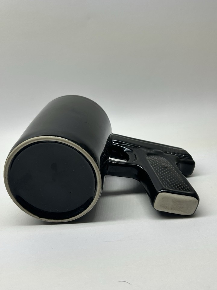 NEW BigMouth Gun Coffee Mug 16oz Black Ceramic Pistol Grip Novelty Cup ...