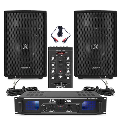 Vonyx SL8 Home DJ Setup with SPL700 Amplifier & STM500BT Mixer Package ...