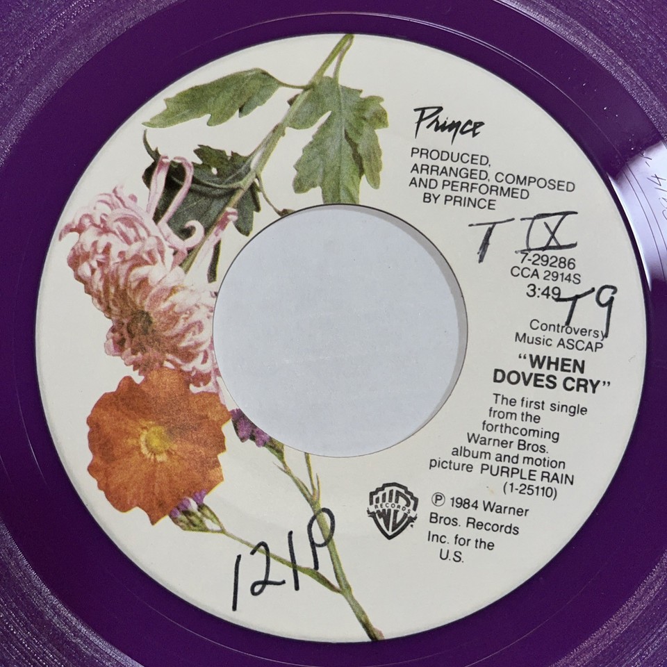 Prince 7” Colored Purple Vinyl 45 When Doves Cry & 17 Days 1984 Warner ...