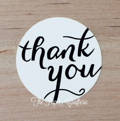 60 x THANK YOU STICKERS Ivory White Glossy 3.8cm Round Labels ...