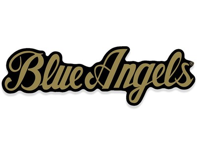 3x9 inch GOLD: Blue Angels Cursive Letters Sticker (fly decal logo ...