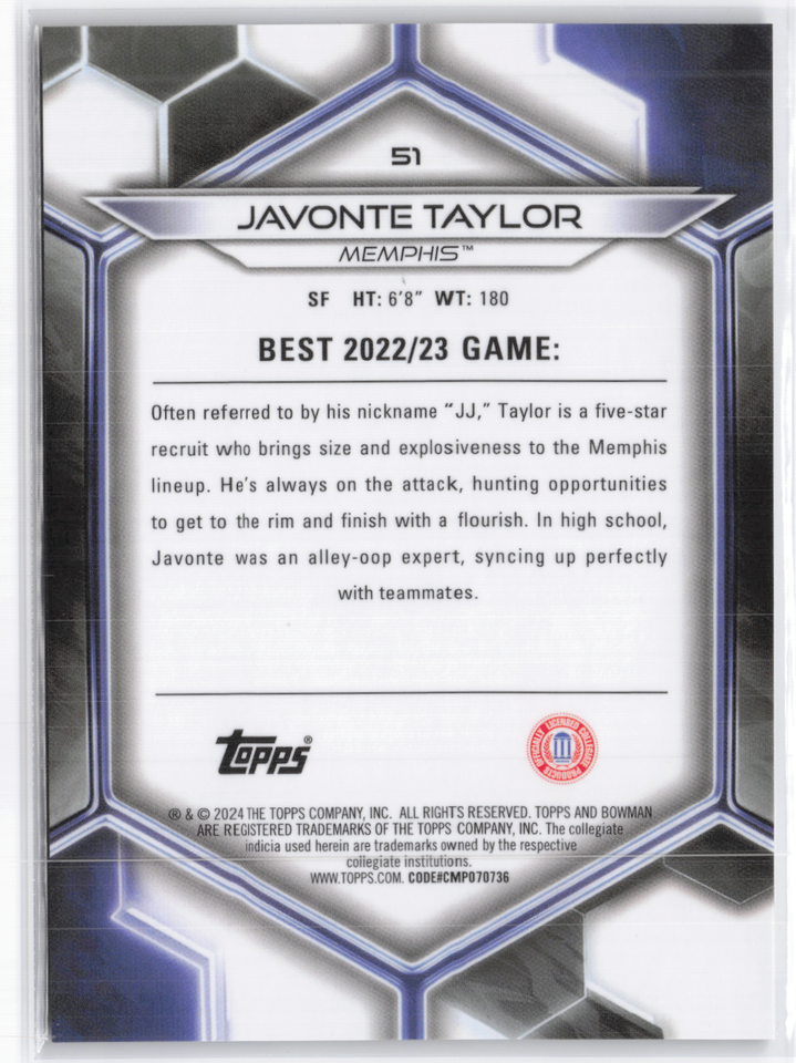 Javonte Taylor 2023-24 Bowman's Best Gold Refractor 33/50 #51 | eBay