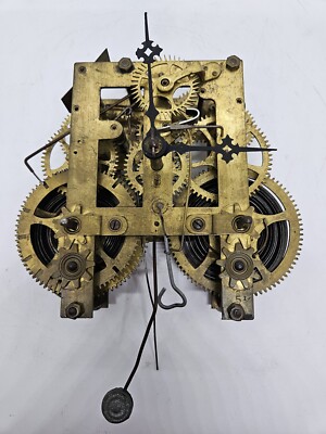 Antique 1870's GILBERT Brass Time/Strike Clock Movement from Walnut ...