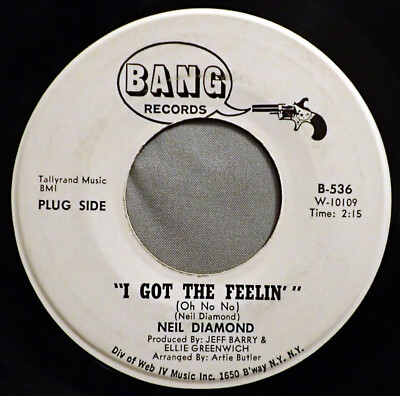 HEAR IT 60's Promo 45 rpm record Neil Diamond "I Got the Feelin" from ...