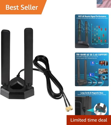 6GHz Tri-Band WiFi 6E Antenna with 6.5ft Cable for Enhanced Internet ...