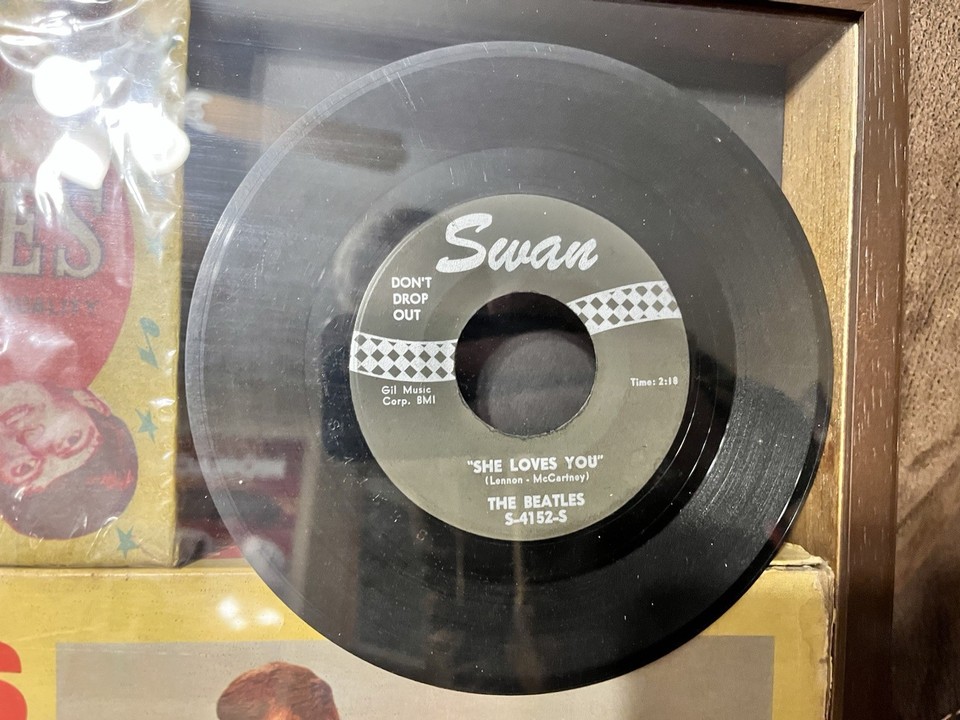 The Beatles Memorabilia Framed Lot Flip Your Wig Game Pomade 45 RPM ...