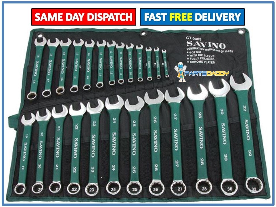 Savino 25pc Combination Metric Combo Spanner Set 6-32 mm Garage Tool ...