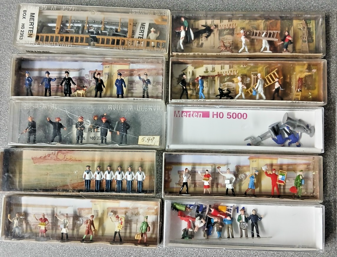 Lot of Merten ho scale figures Firemen, Railroad Workers, Sailors, and ...