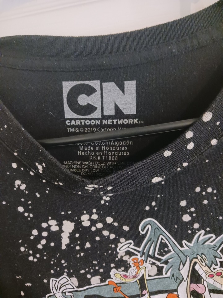 Men Retro Cartoon Network 90s Cartoon Black T-Shirt Large Short Sleeves ...