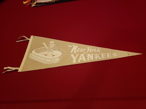 VINTAGE 1950's New York Yankees Uncle Sam 29 Inch Grey Pennant, RARE ...