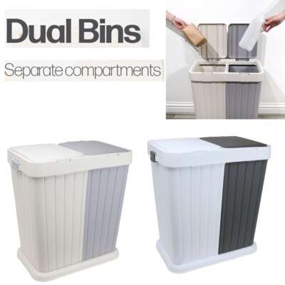 Dual Bin With Push Open Closure Double Compartment Waste & Recycling ...
