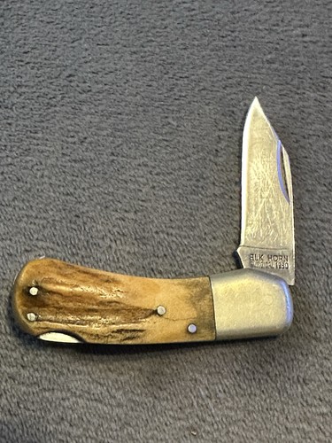 Vintage Taylor Cutlery Folding Knife Genuine Stag Handles Elk Horn 1980 ...