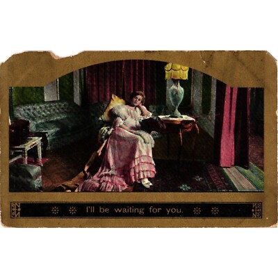 1909 I'll Be Waiting For You Lonely Postcard Posted Theochrom Sentimental 1140/g | eBay