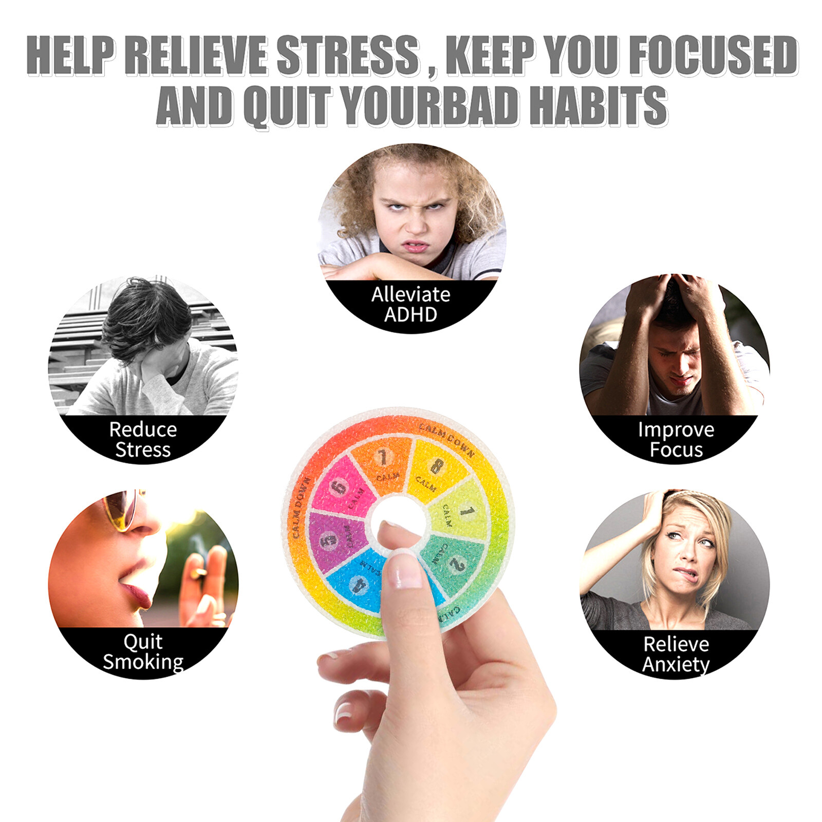 48Pcs Calm Stickers Set 6 Styles Tactile Rough Textured Stickers Cute ...