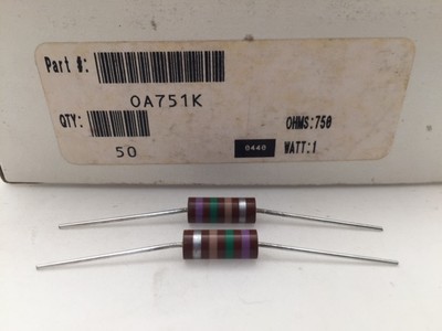 (10 pcs) OA751K Ohmite, 1 Watt 750 Ohm 10%, Carbon Composition Resistor ...