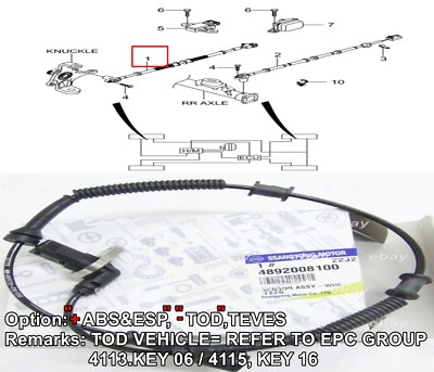 +ABS&ESP,-TOD Front ABS Wheel Speed Sensor Ssangyong Rexton 04-2005 ...