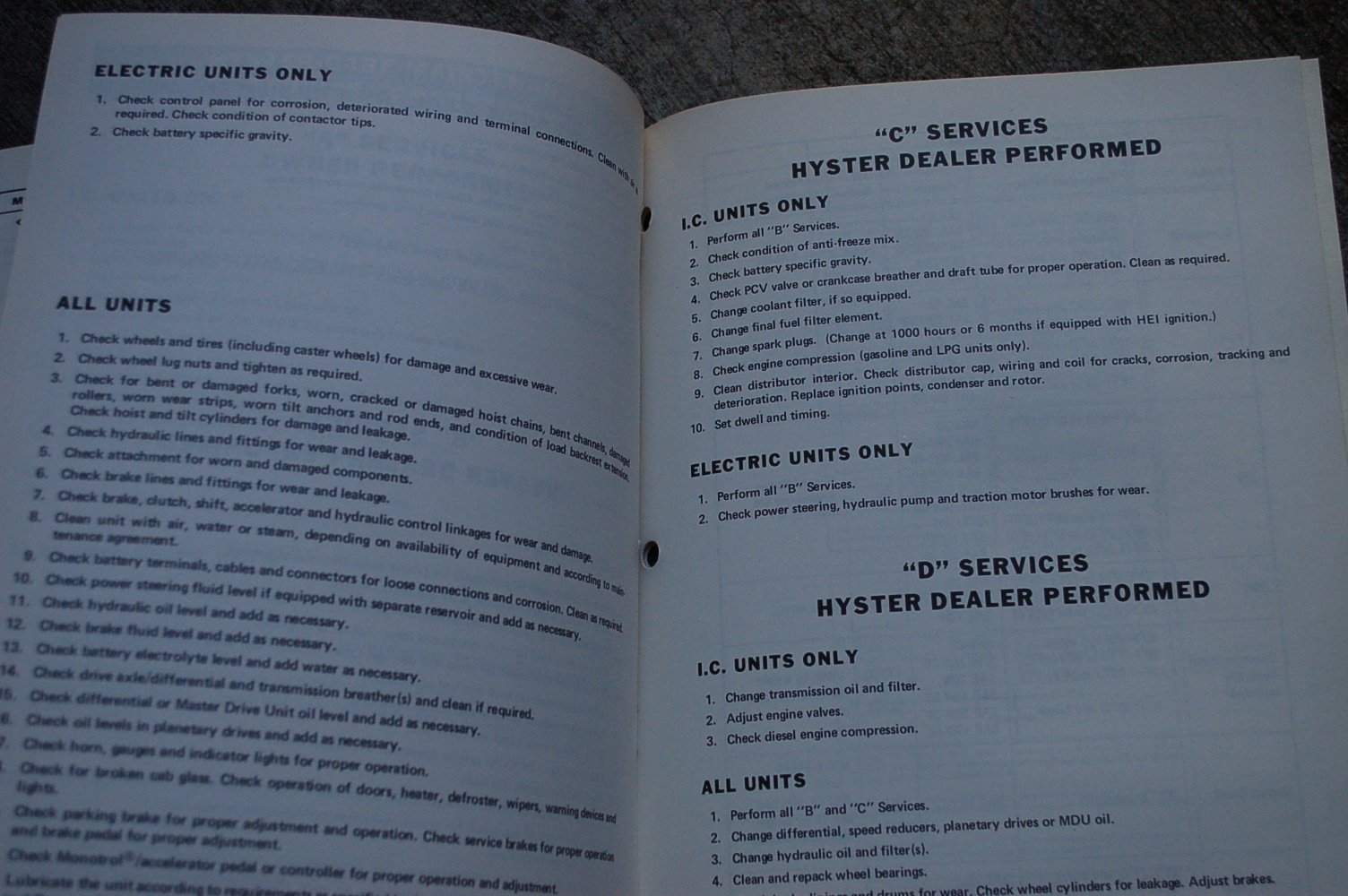 HYSTER Forklift Maintenance Manual book guide checklist 1976 service ...